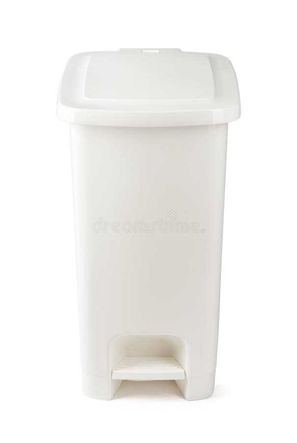 White Plastic Waste Bin Isolated on White Background Stock Photo ...