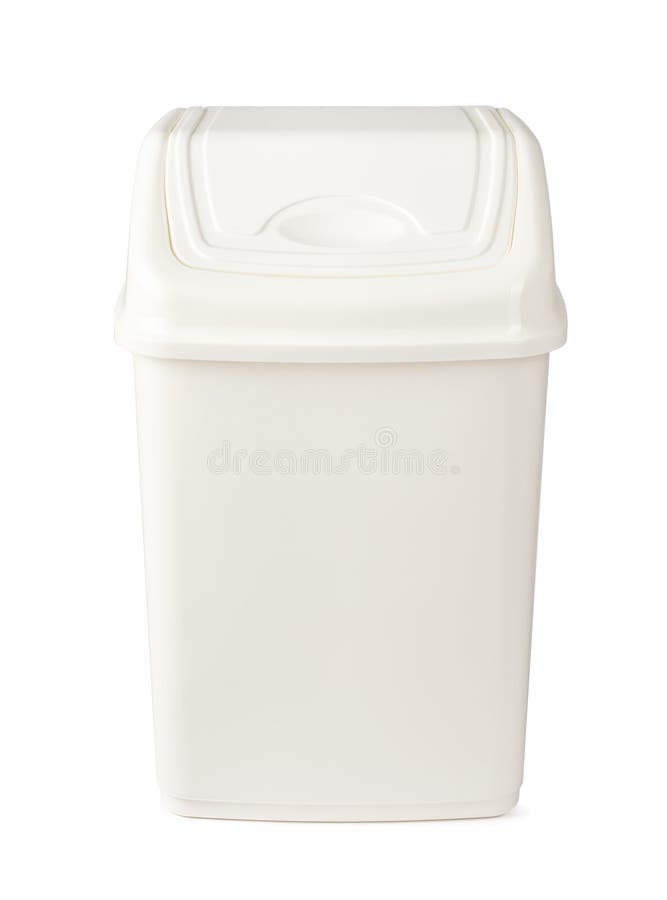 White Plastic Waste Bin Isolated on White Background Stock Image ...