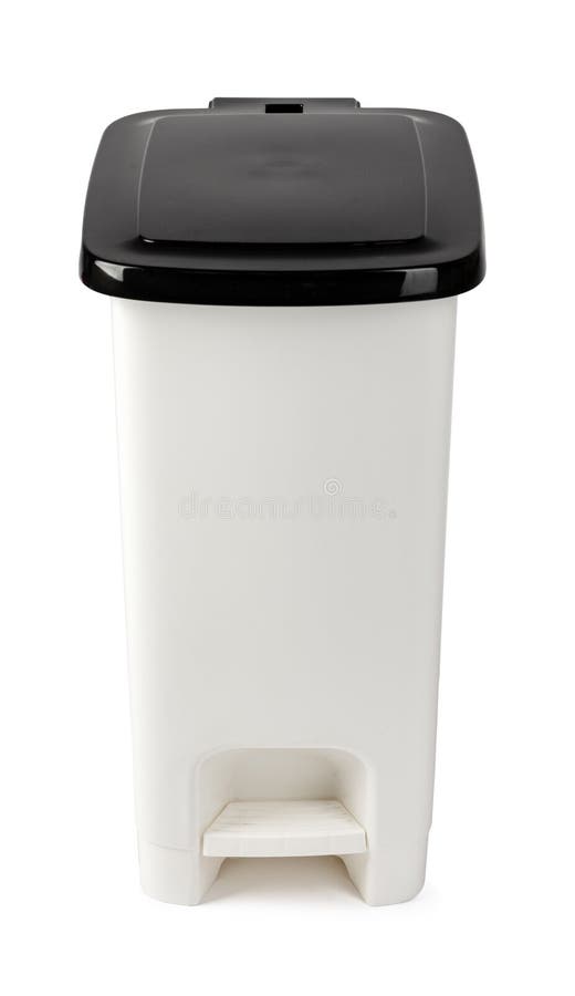 White Plastic Waste Bin Isolated on White Background Stock Photo ...