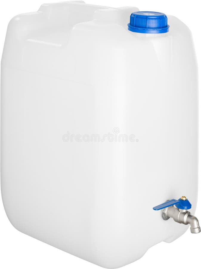 White Plastic Water Container with Tap and Blue Lid Stock Photo - Image ...