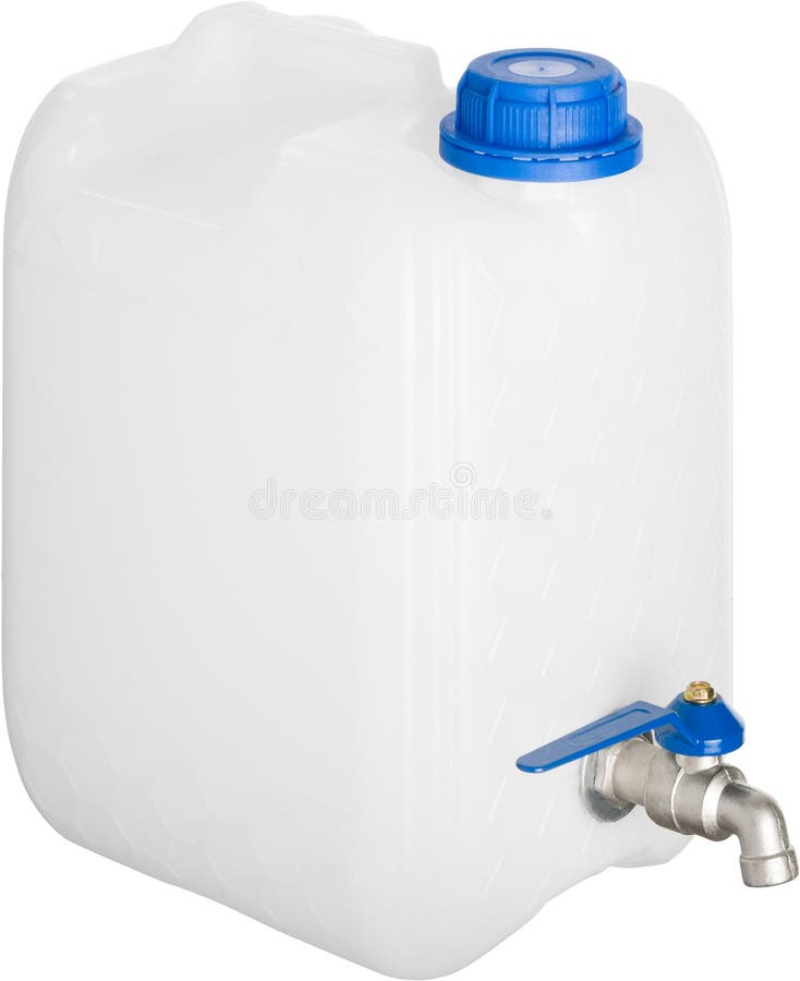 White Plastic Water Container with Tap and Blue Lid Stock Image - Image ...