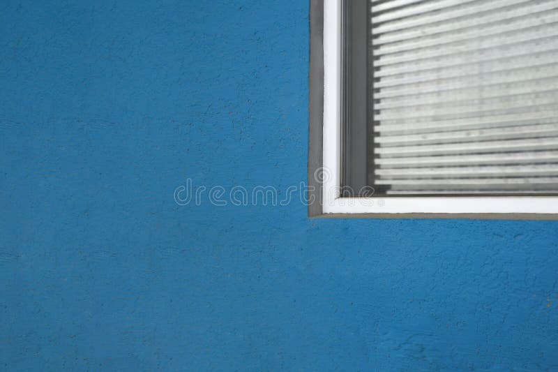 White Plastic Window Frame at Balcony , Blue Painted Walls. Residential ...