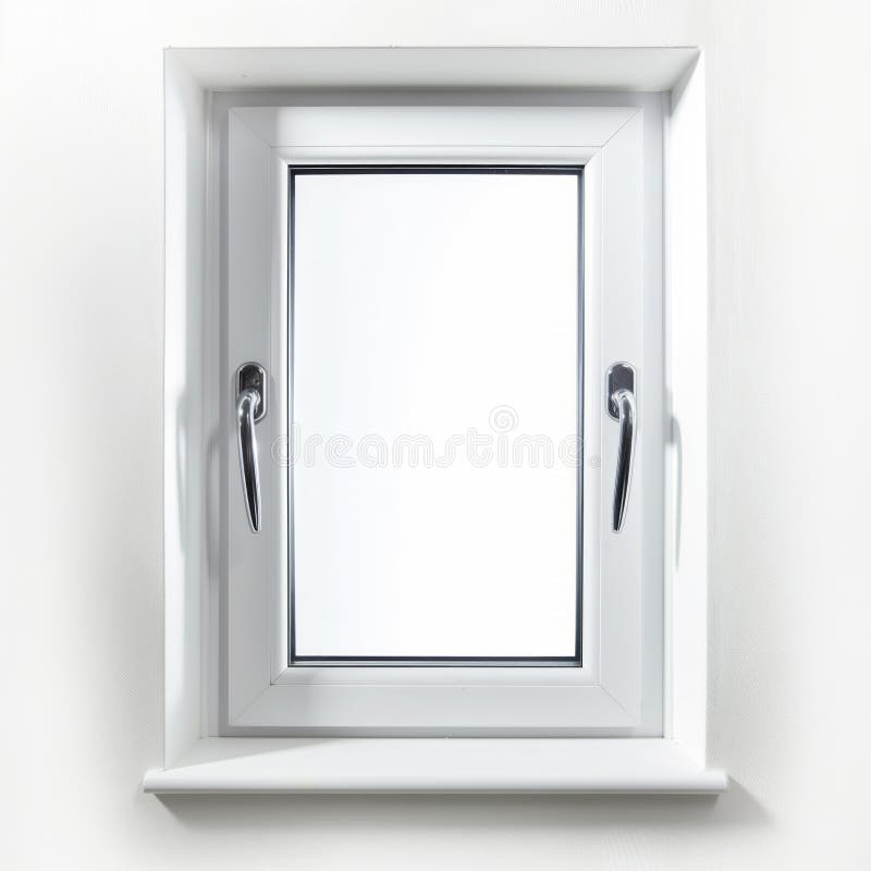 White Plastic Window with Two Handles and Clean Frame. Sunlight ...