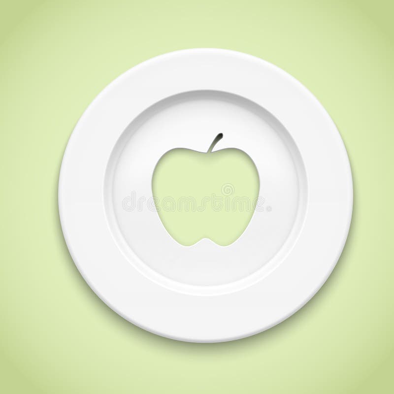 White Plate with Apple Cut. Stock Vector - Illustration of serving ...