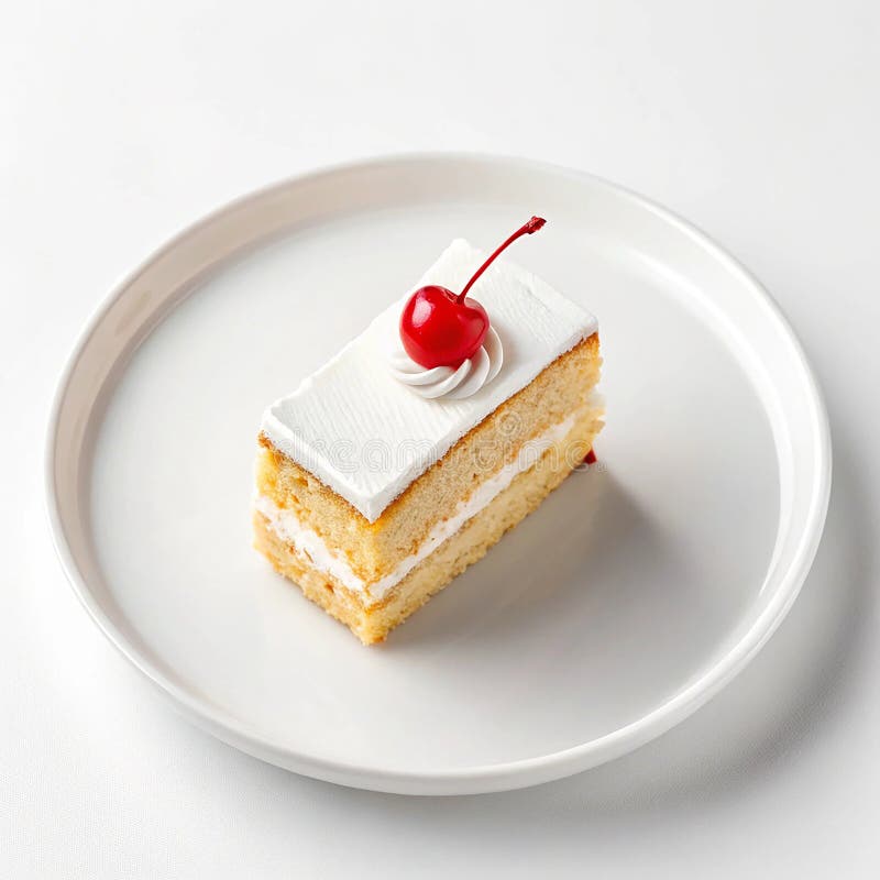 White Plate with Cake Slice on White Surface Stock Illustration ...