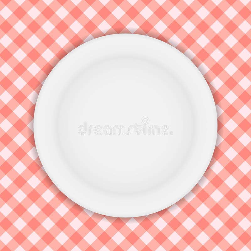 White Plate on a Checkered Tablecloth Vector Stock Vector ...