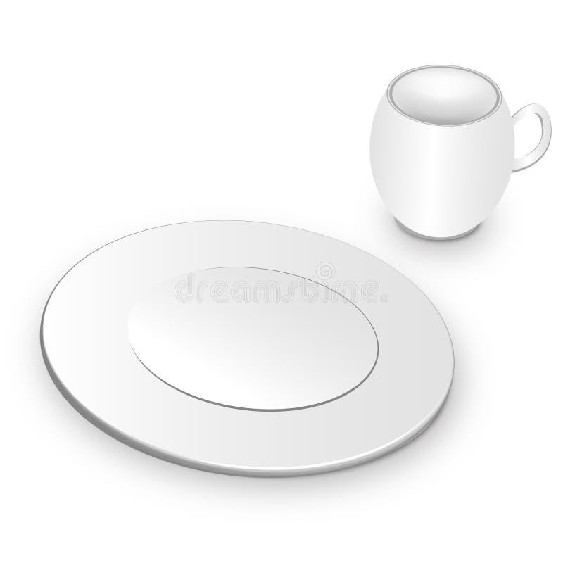 White plate and cup stock vector. Illustration of view - 21189424