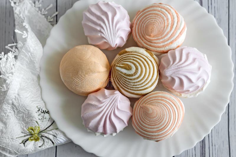 Marshmallows of Different Varieties on a Plate. Stock Image - Image of ...