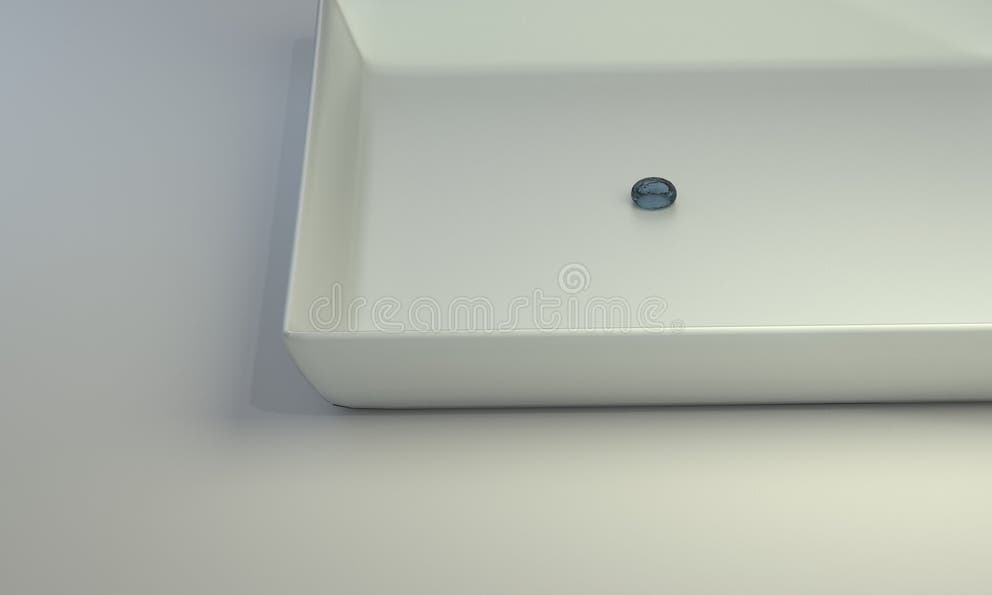 White Plate with Drop on Table. 3d Illustration Stock Illustration ...