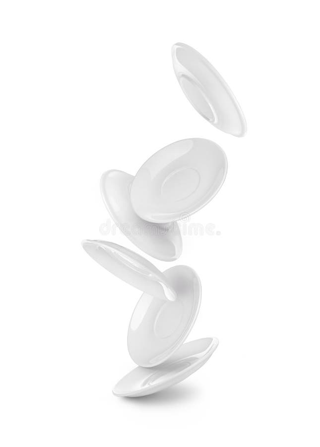 White plate falling set stock photo. Image of round - 152320246