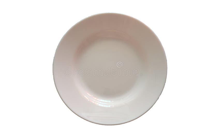 White Plate Food Dish Top View on White Background. Empty Ceramic Clean ...