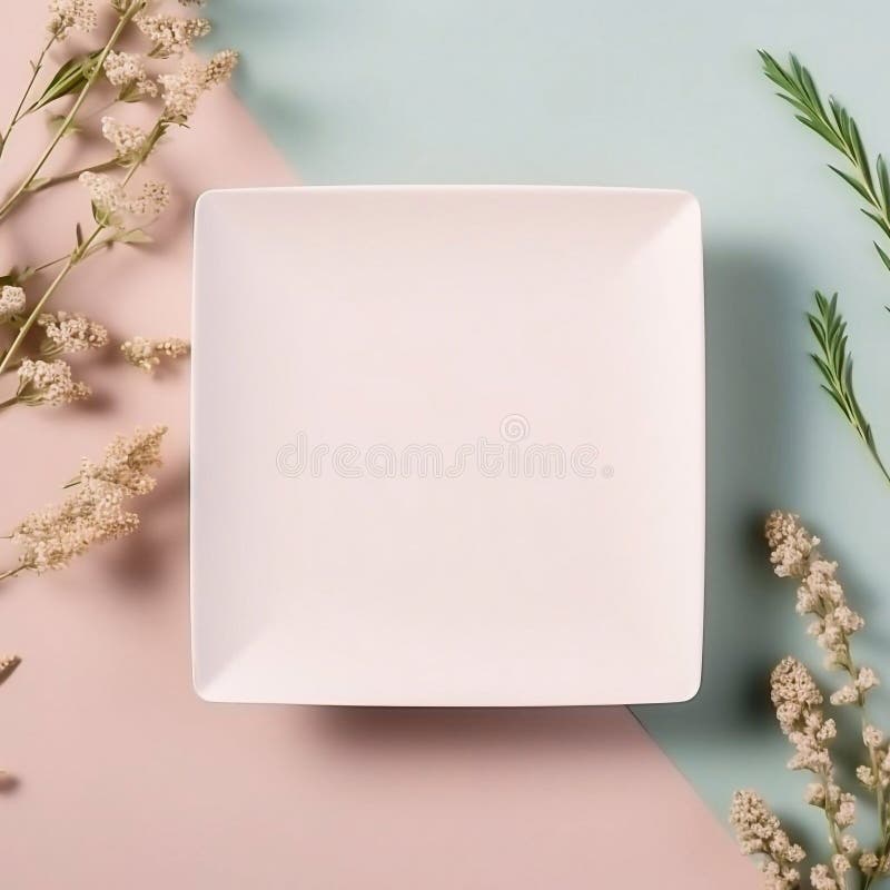 Mockup on Blue Background Minimalism, White Paper Plate, Plate Mockup ...