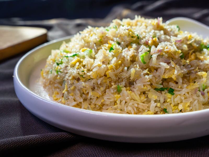 White Plate with Nutritious Yangzhou Fried Rice. Stock Image - Image of ...