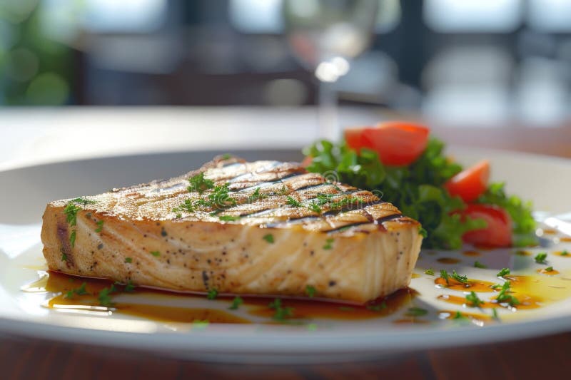 A White Plate with a Piece of Fish and a Side Salad. Perfect for ...