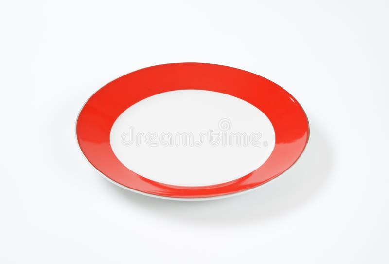 White plate with red rim stock photo. Image of round - 86297416