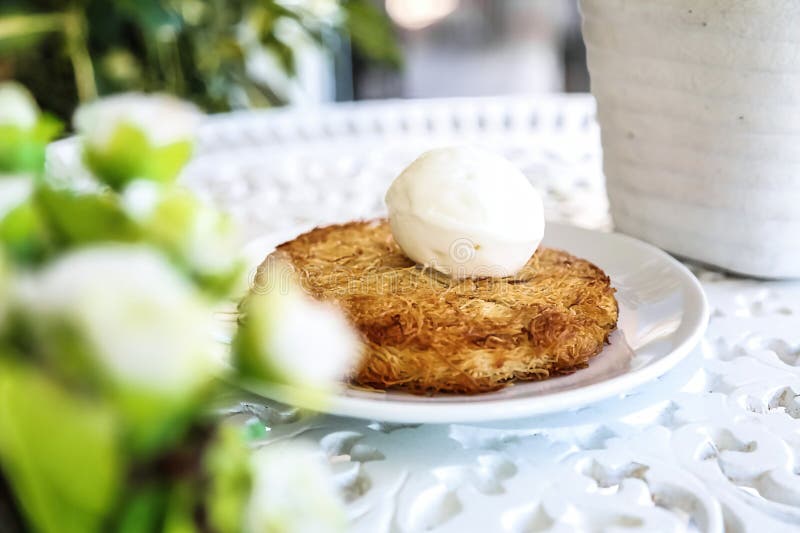 White Plate with Iced Pastry Stock Photo - Image of display, gourmet ...