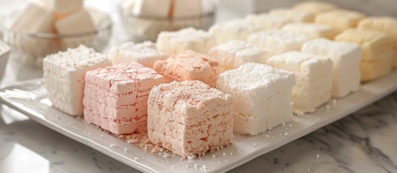 Assorted Marshmallows on a White Plate Stock Image - Image of homemade ...