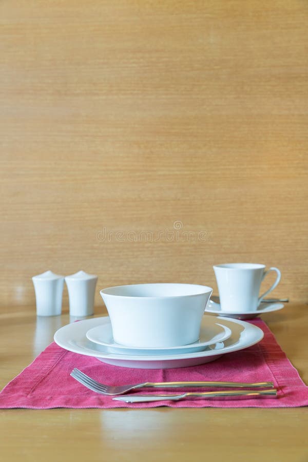 White Plate and Table Setting Stock Photo - Image of dinner, crockery ...