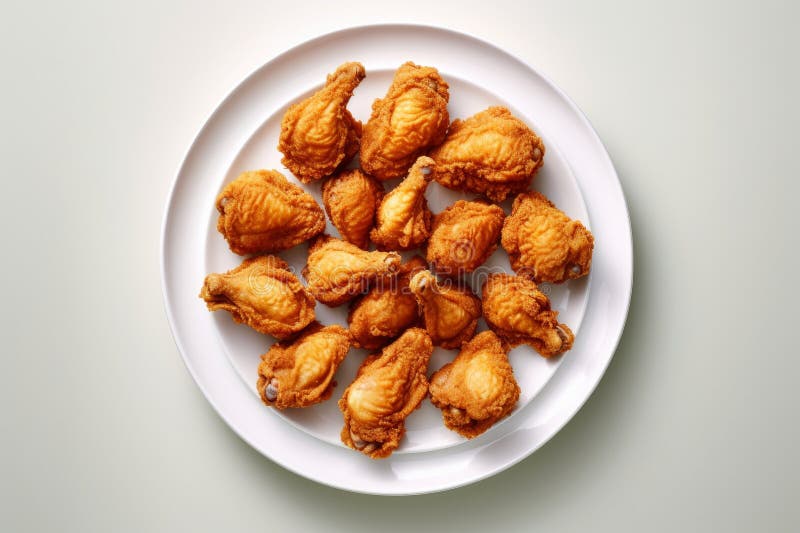 A White Plate Topped with Fried Chicken on Top of a Table Stock Photo ...