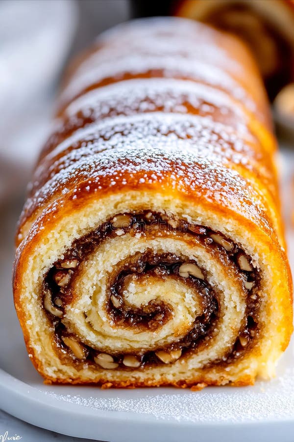 White Plate Topped Rolls Covered Powdered Sugar Stock Photos - Free ...