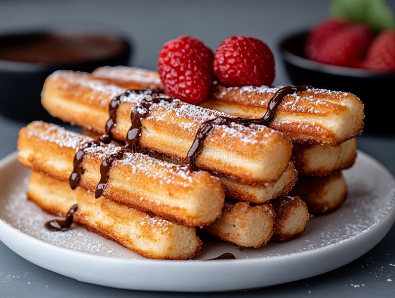 Stack Churros Powdered Sugar Plate Stock Photos - Free & Royalty-Free ...