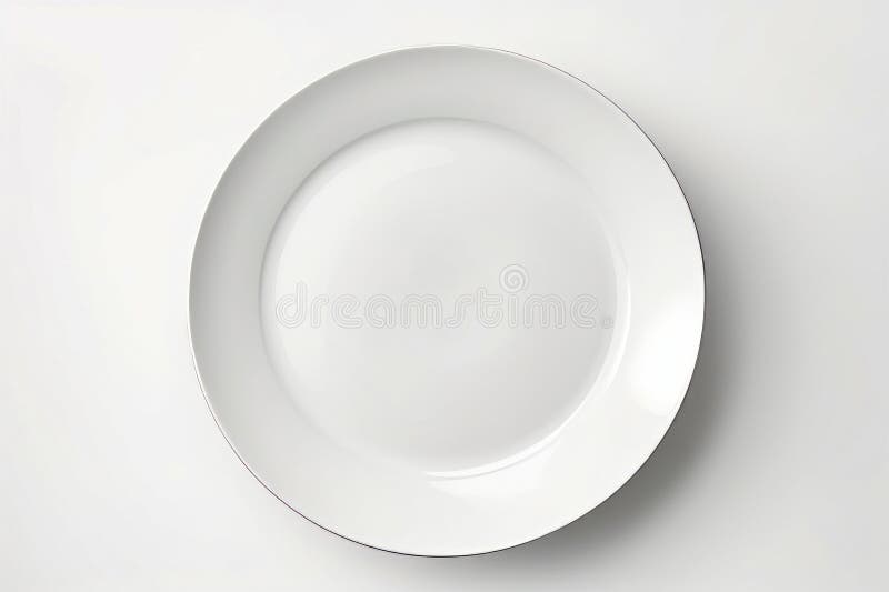 White Plate with White Rim on White Surface. Generative AI Stock ...
