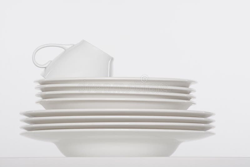 White plates and cup stock image. Image of white, plate - 13319393