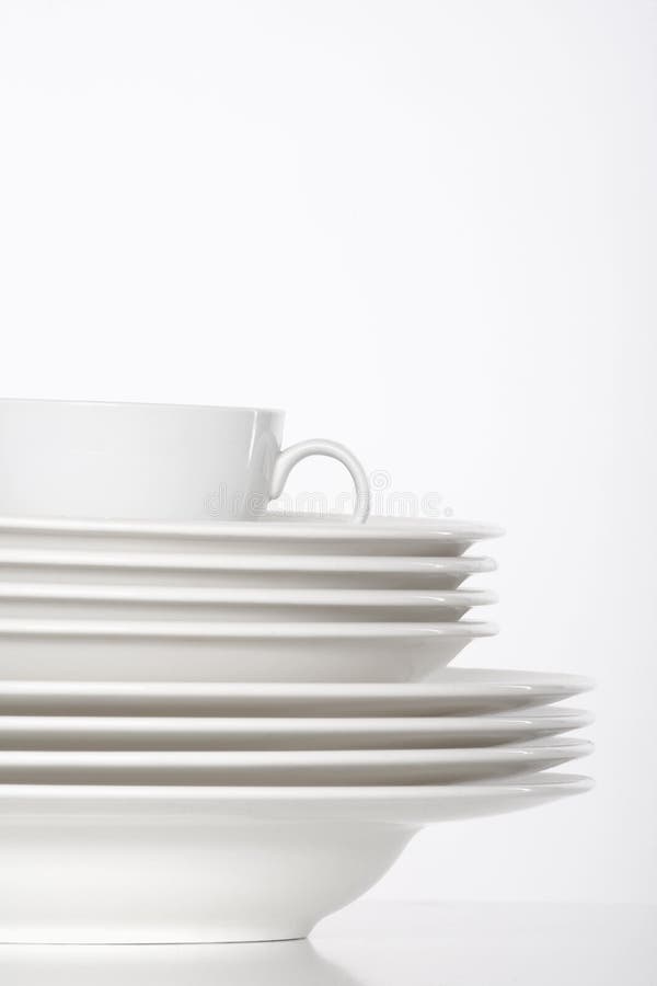 White plates and cup stock photo. Image of plate, empty - 14539288