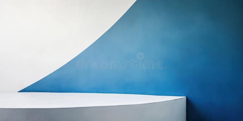 White Platform Meets Blue Wall in Minimalist Setting, Modern Interior ...