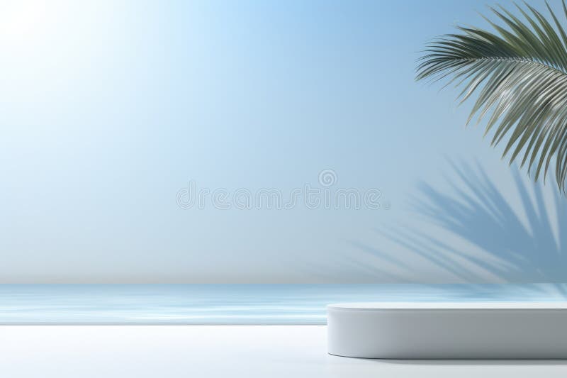 White Platform with Palm Tree in Background. Perfect for Tropical ...