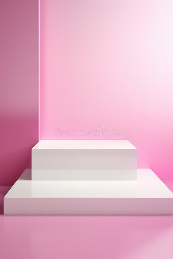A White Platform in a Pink Room Stock Illustration - Illustration of ...