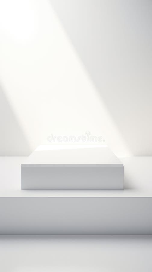 A White Platform in a Room with a Light Coming in Stock Illustration ...
