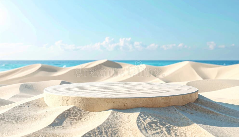 White Platform on Sandy Beach with Ocean View Stock Illustration ...