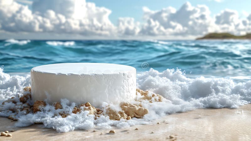 White Platform on Sandy Beach Ocean Waves Stock Illustration ...