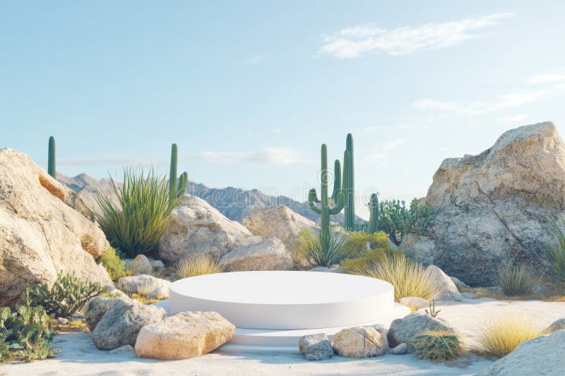 A White Platform Standing Alone in the Middle of a Desert Stock Image ...