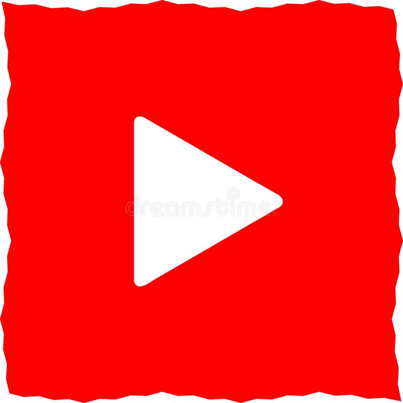 White Play Button with Wavy Red Frame Stock Illustration - Illustration ...