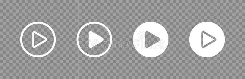 White Play Button Icon on Transparent Background. Flat Style. White ...