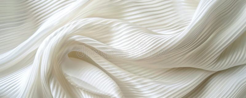 White Pleated Fabric Close-up with Soft Waves, Minimalistic Abstract ...