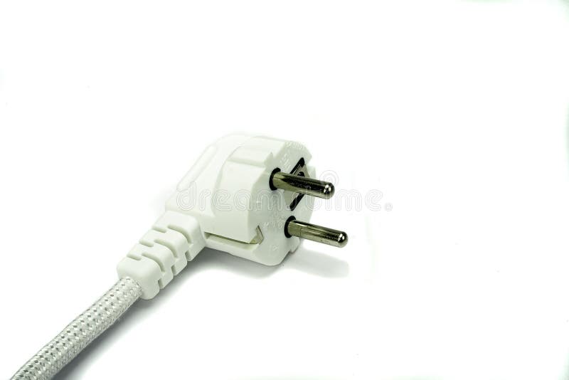 White Plug for Hanging on a White Cable Stock Image - Image of white ...