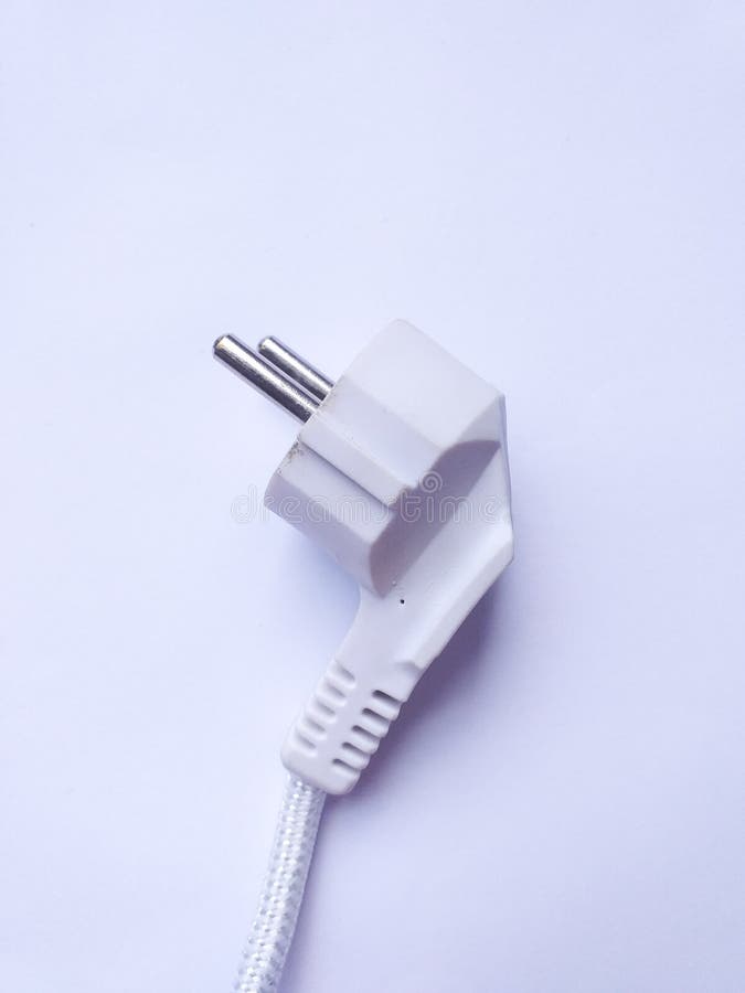 White Plug for Hanging on a White Cable Stock Image - Image of white ...