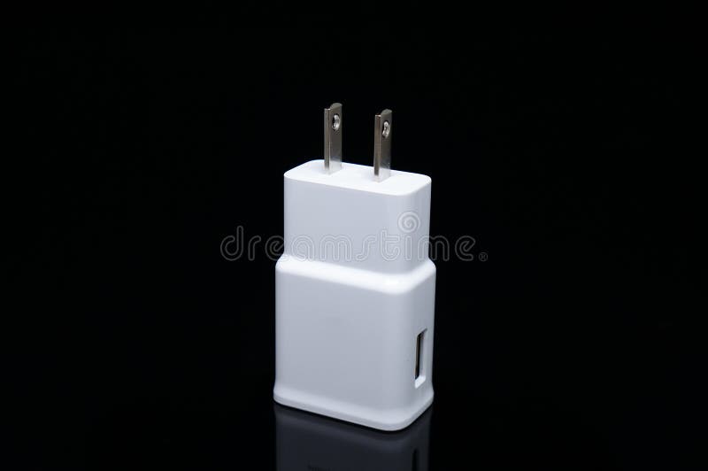 White Plug USB Charger with Two Heads Stock Image - Image of charger ...