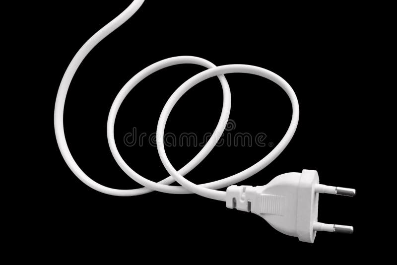 White Plug for Hanging on a White Cable Stock Image - Image of white ...