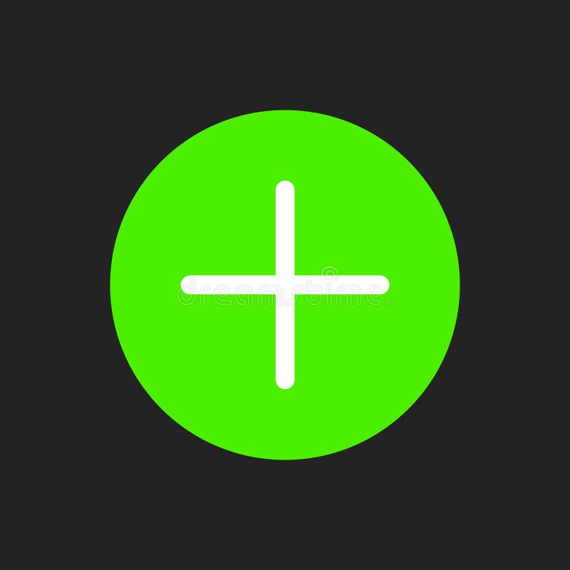 White Plus Button on Green Rounded Background. Isolated Simple Icon ...
