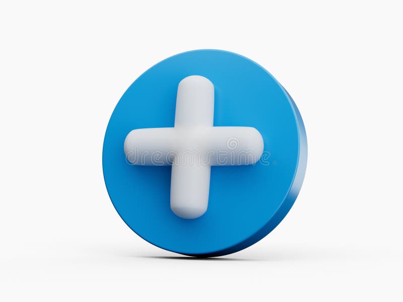 White Plus Icon on Blue Circle 3d Illustration Stock Illustration ...