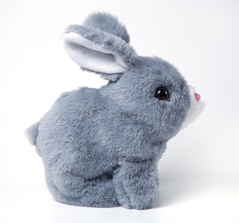 A White Plush Bunny on a Grey Background Stock Image - Image of plush ...