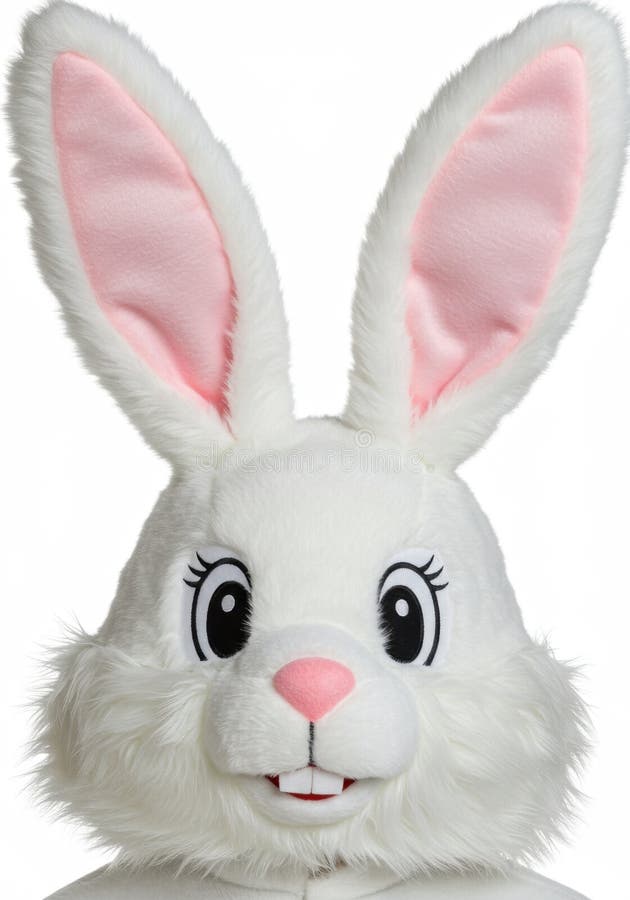 White Plush Rabbit Mascot Head Stock Illustration - Illustration of ...