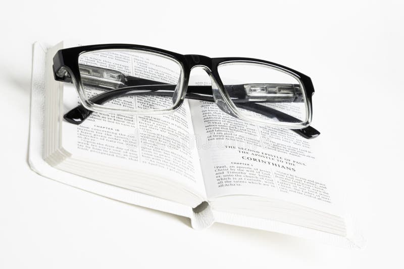 Upright Old Bible and Reading Glasses Stock Photo - Image of glasses ...