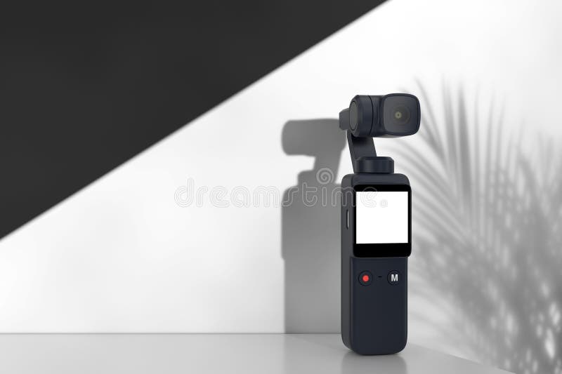 White Pocket Handheld Gimbal Action Camera on a White Product ...