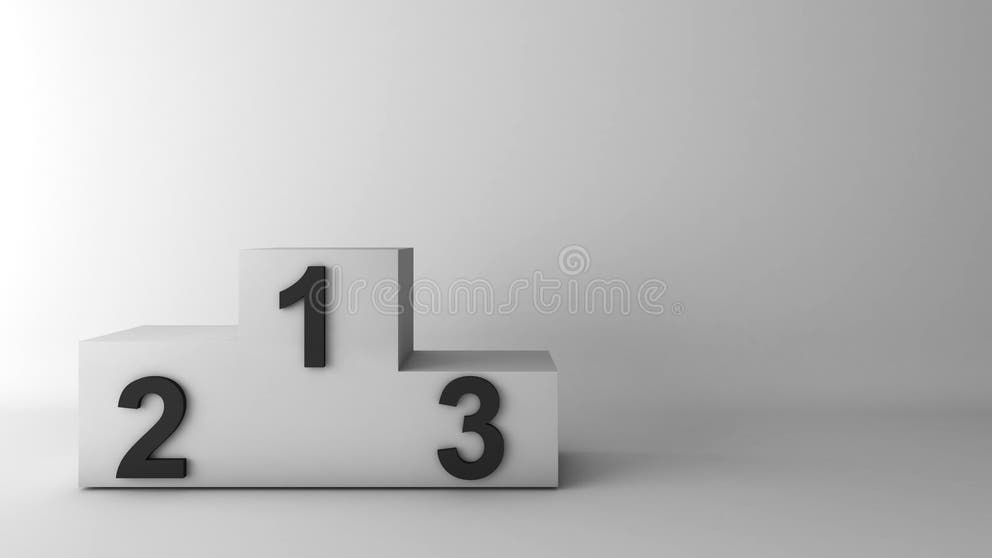 White Podium with Awards for First, Second, and Third Places in a ...