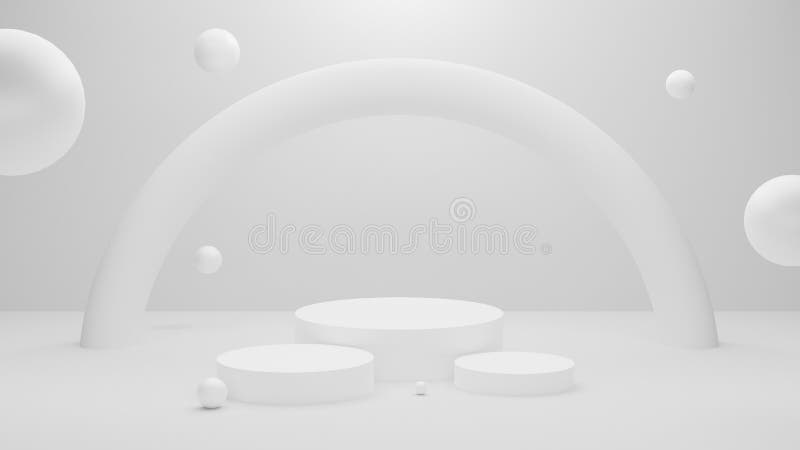 White Podium or White Circle Platform on the Studio Bright Lighting, 3D ...